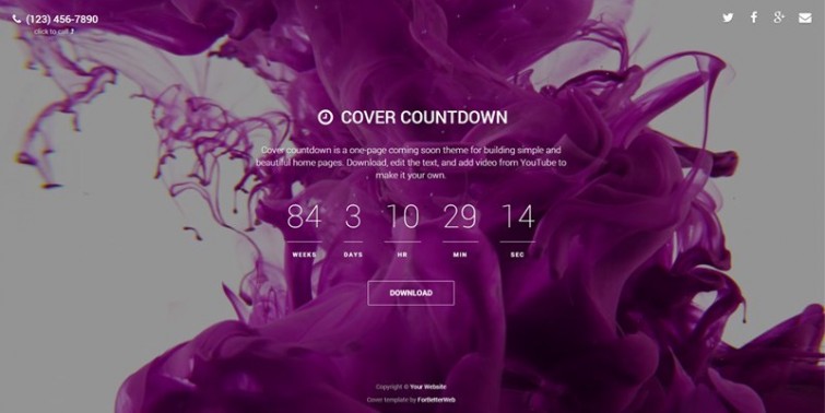 Cover Countdown – One Page Websites (html, bootstrap) – FORBETTERWEB.COM